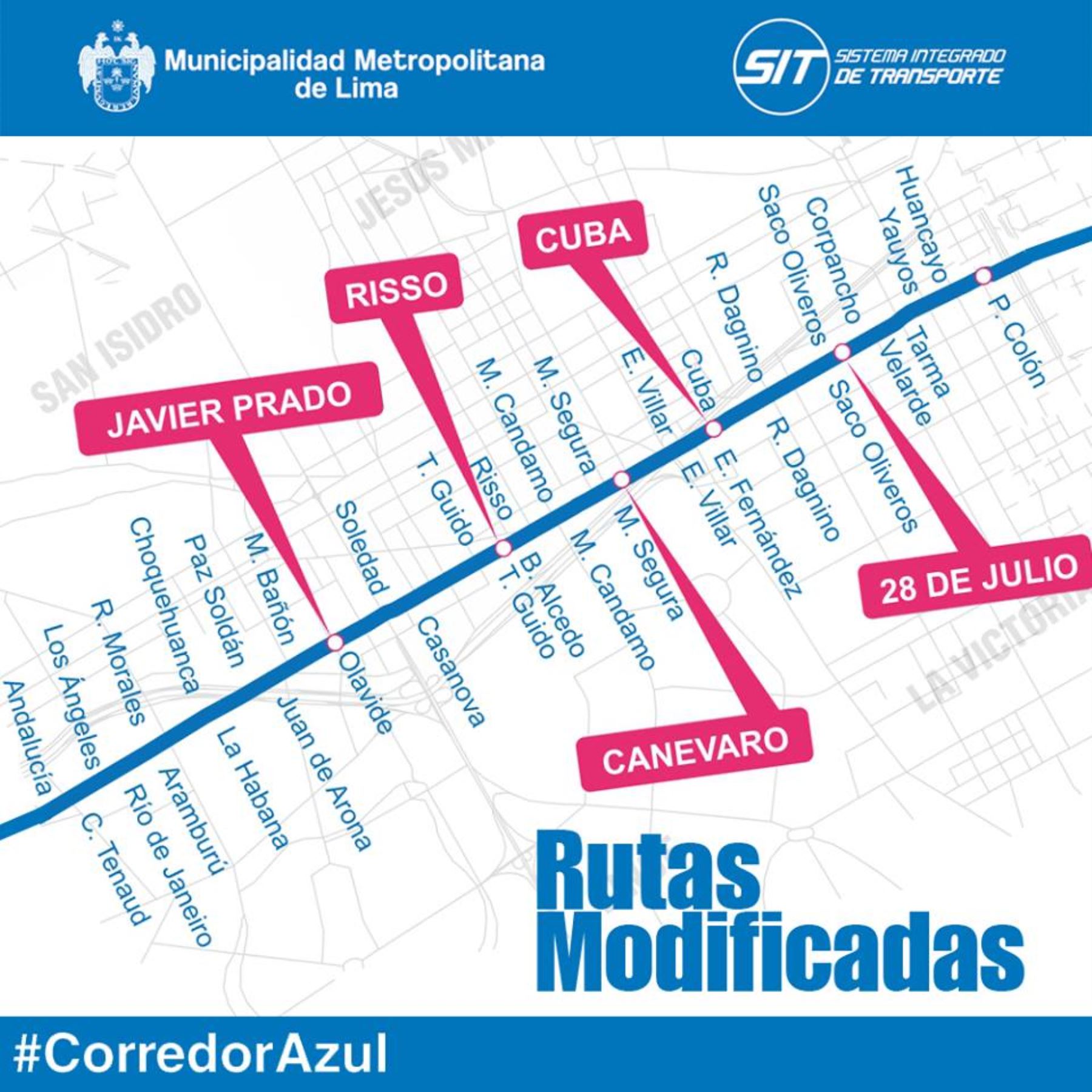 Son 12 los puntos de conexión de rutas modificadas con eje troncal de ...