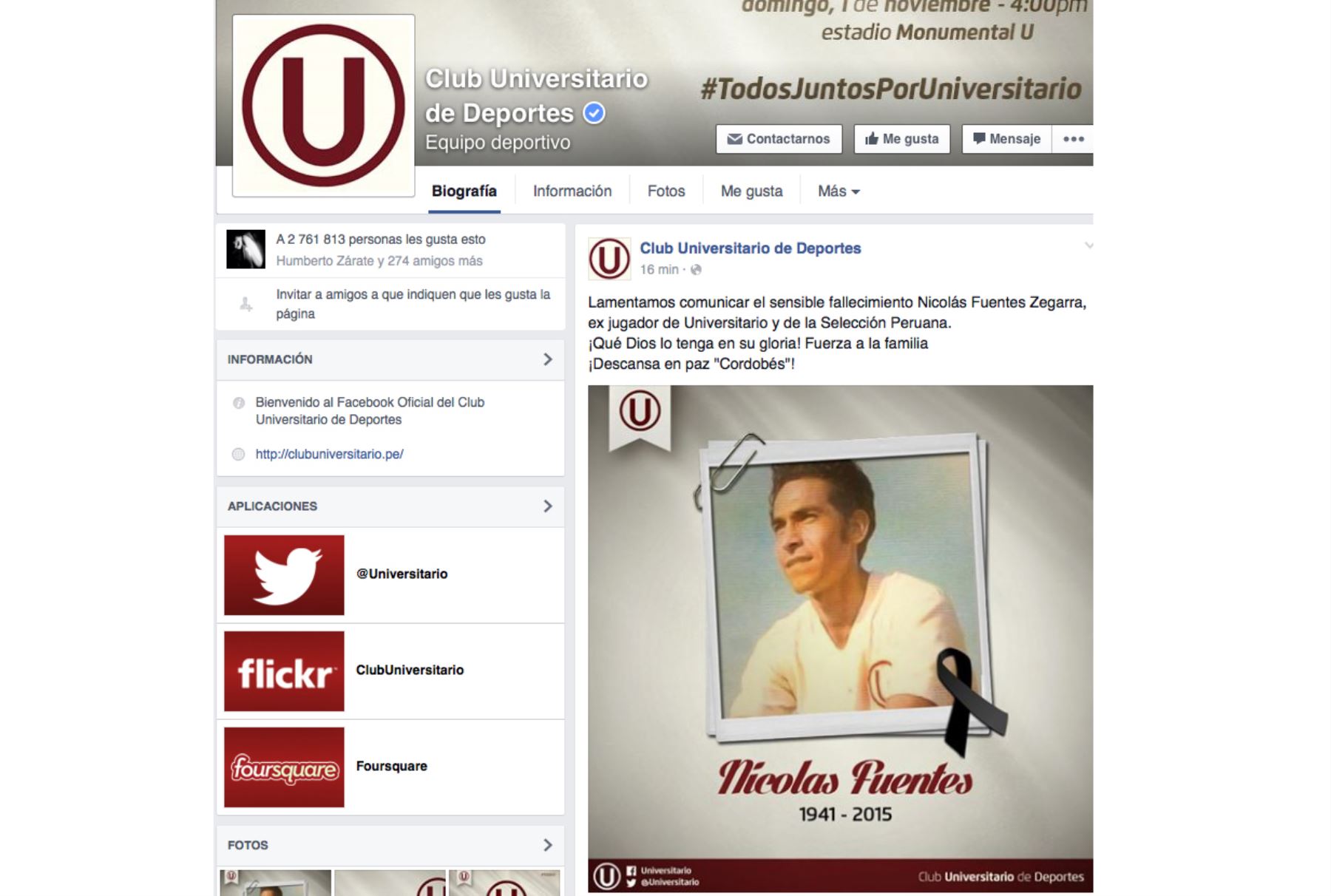 Falleció el exmundialista Nicolás Fuentes | Noticias | Agencia Peruana ...