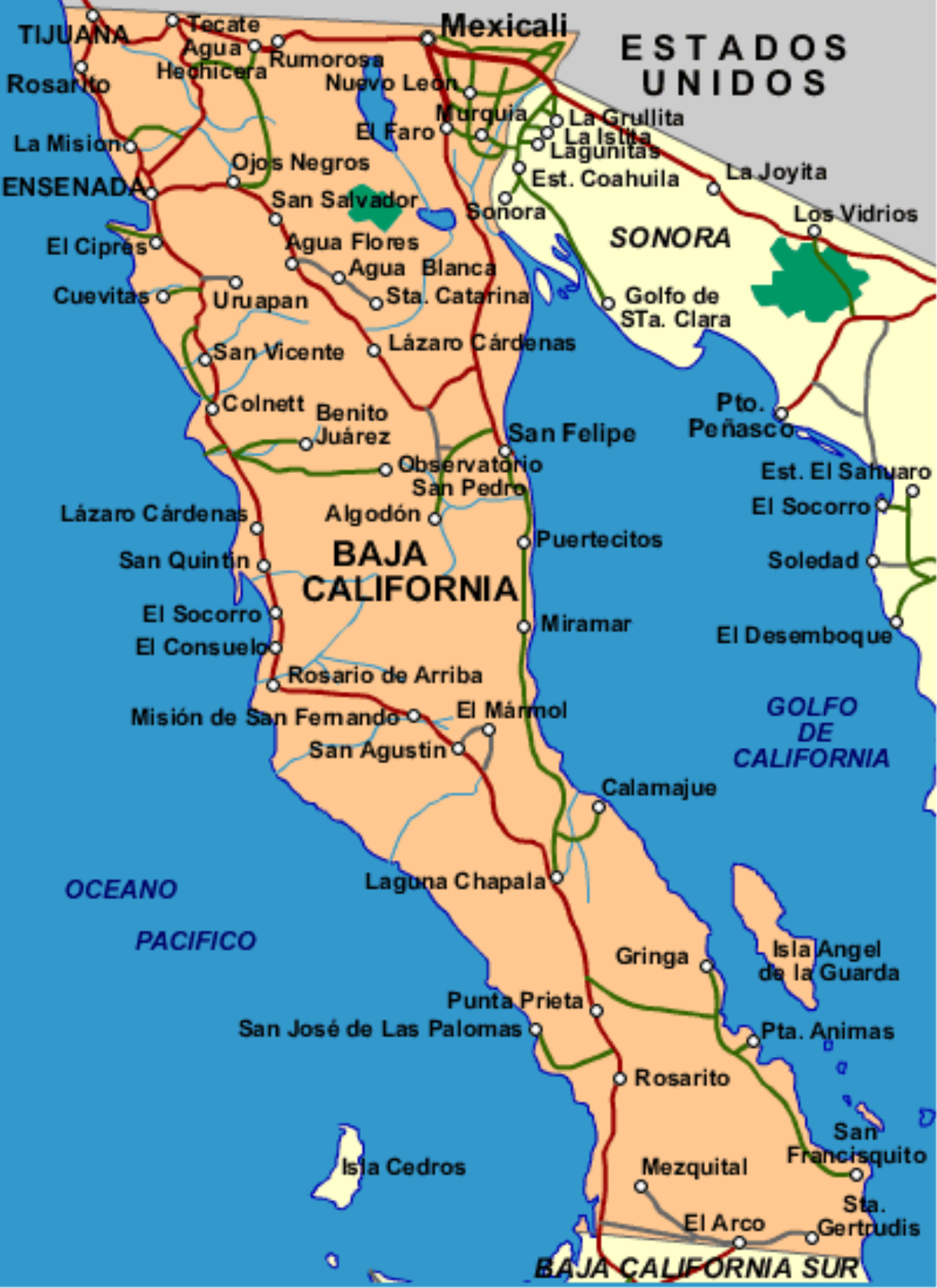 Mapa Del Estado De California Con Ciudades Y Condados